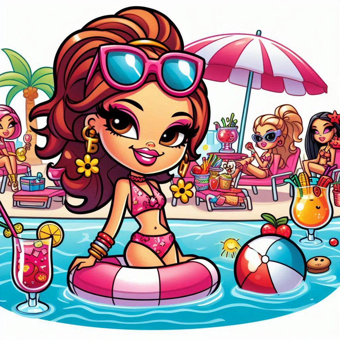 Custom Cartoon Pool Party Doll Image of You - Etsy