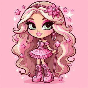 Custom Cartoon Pretty in Pink Doll Image of You - Etsy