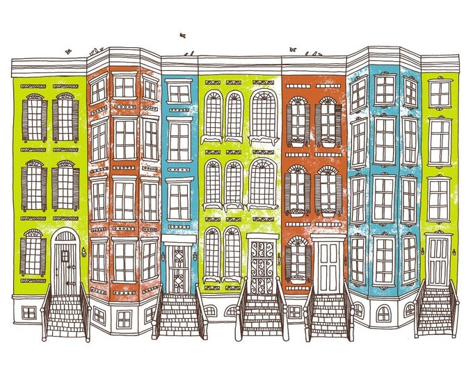 Row Houses -limited Edition Screen Print, 8x10 - Etsy