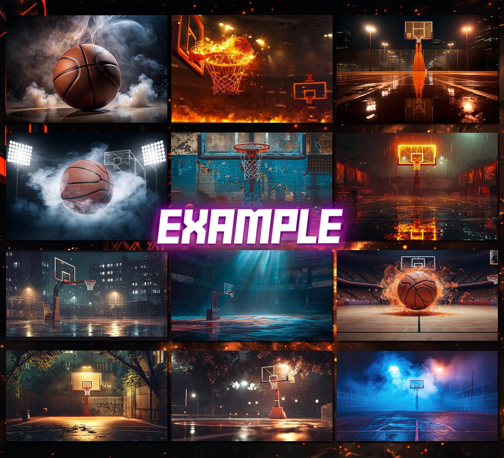 Basketball Backdrop Bundle of 50 | Gameday | Stadium | Sports | Poster ...