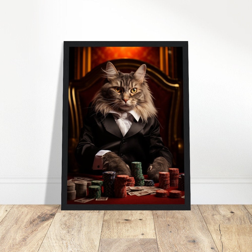 Cat Print Cat James Bond Poster Cat James Bond Style Wall Art Print ...