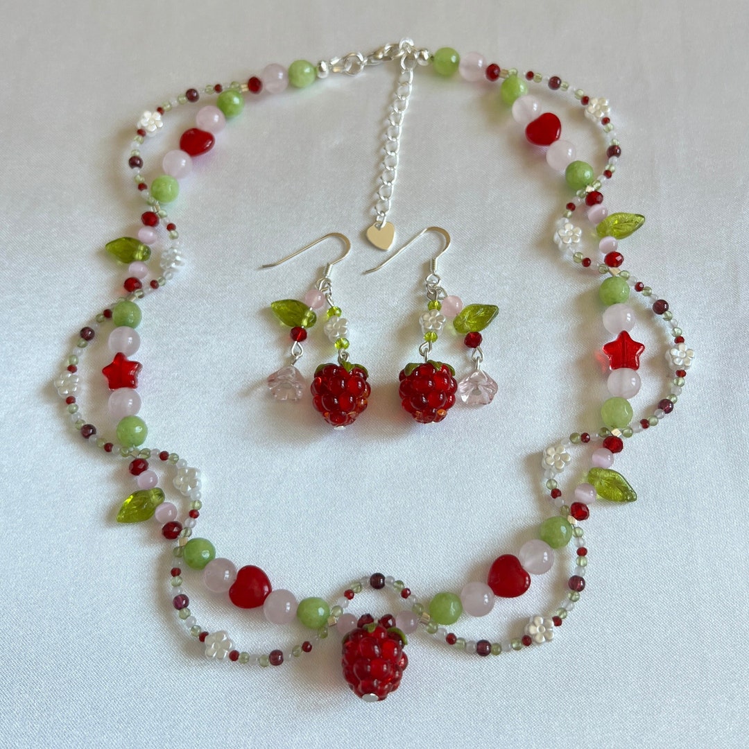 Handcrafted Raspberry Necklace: Artisan Necklace for Berry Enthusiasts ...