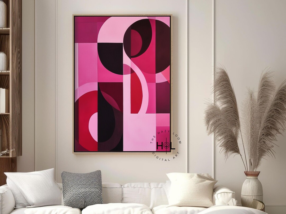 Pink Digital Art Print Abstract Modern Wall Art Download | Bright ...