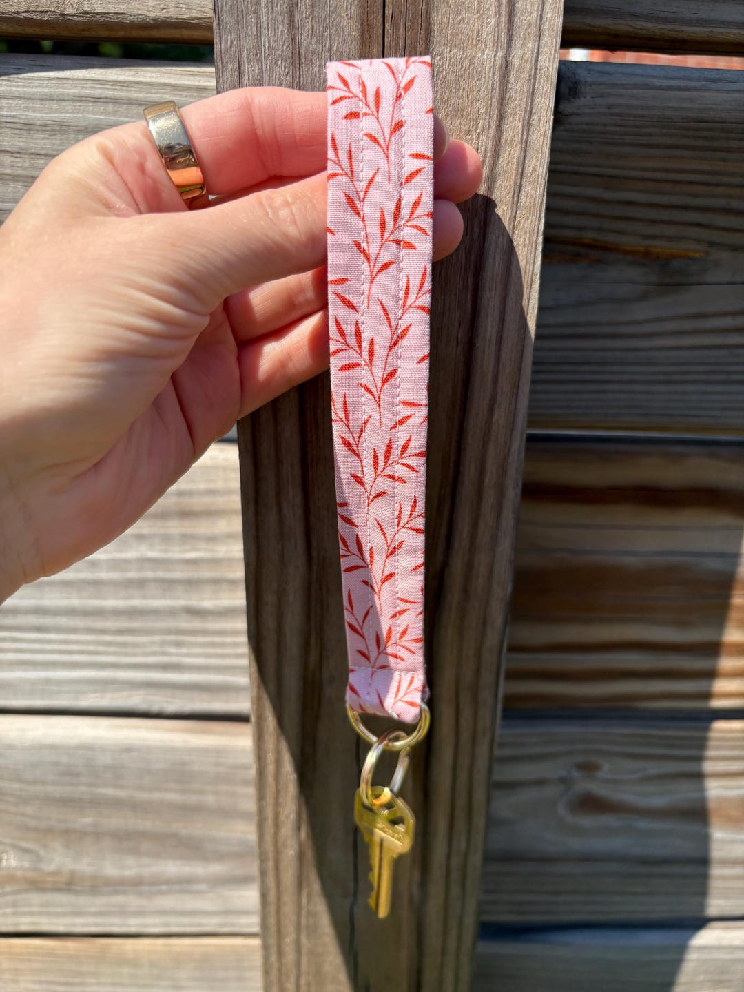 Hand Sewn Cotton Keychain: Pink Olive Branch Fabric Key Fob - Etsy