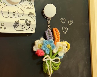 Crochet Mini Bouquet Keychain, Mini Flowers, Crochet Flowers, Cute ...