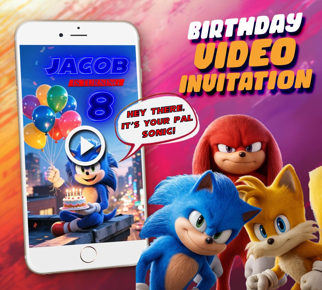 Ready in 12 Hrs*** Sonic TALKS! Birthday Invitation Video: Personalized ...