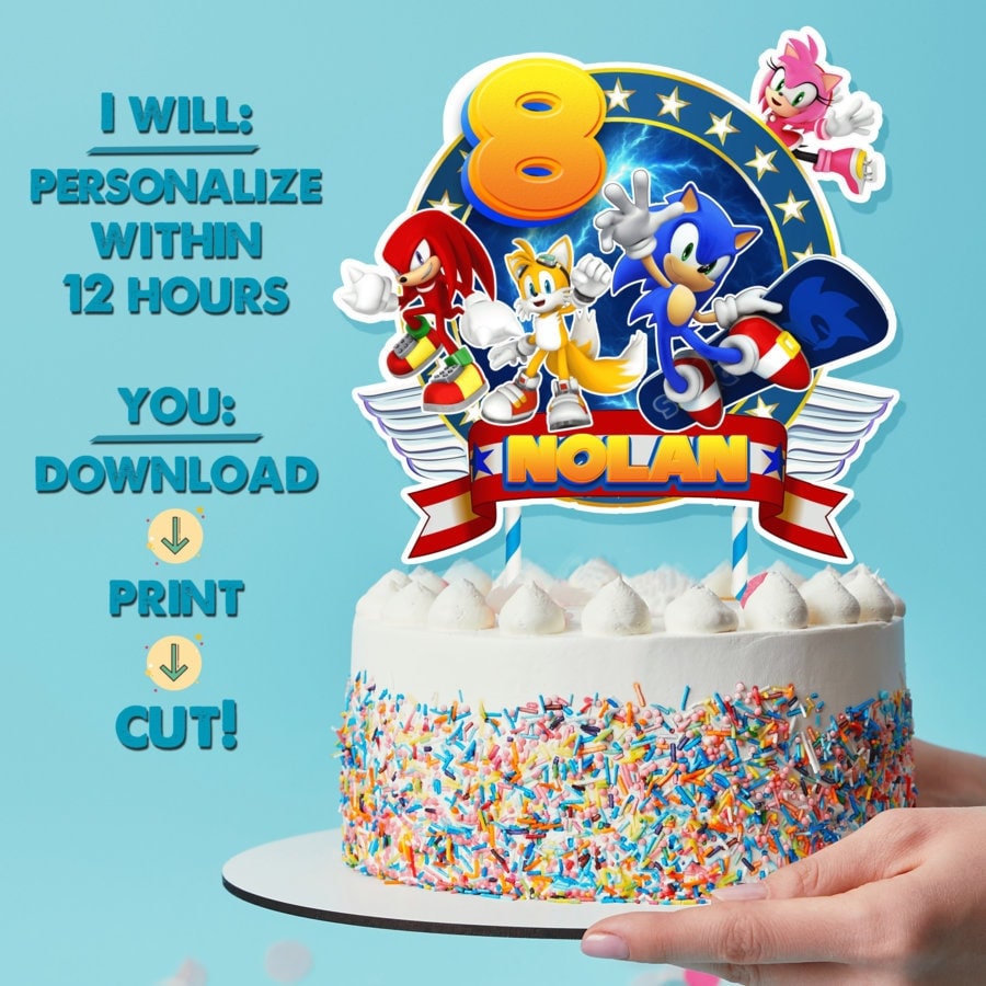 Sonic the Hedgehog V2 Printable Cake Topper, Sonic Digital Cake Topper ...
