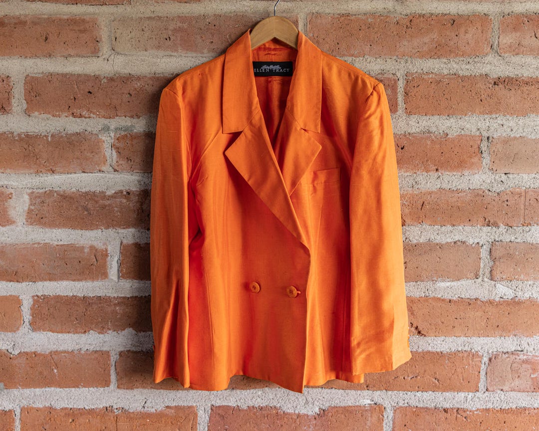 Vintage Oversized Orange Ellen Tracy Silk Blazer - Etsy