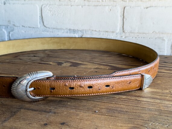 Vintage Ostrich Leather Western BAS Belt with Silver … - Gem