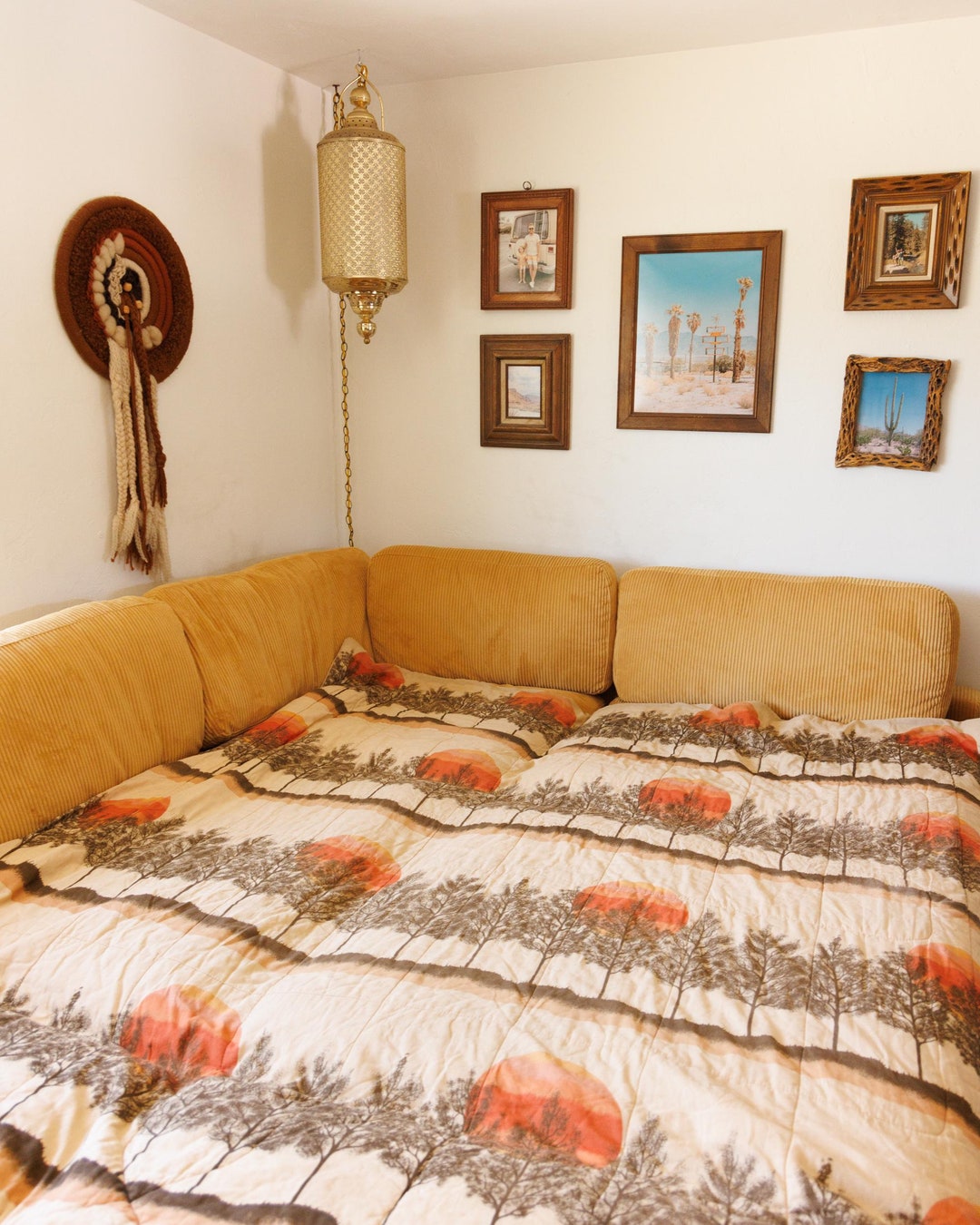 Vintage 1970s 1980s Sunset With Trees Comforter Burlington / Wamsutta ...