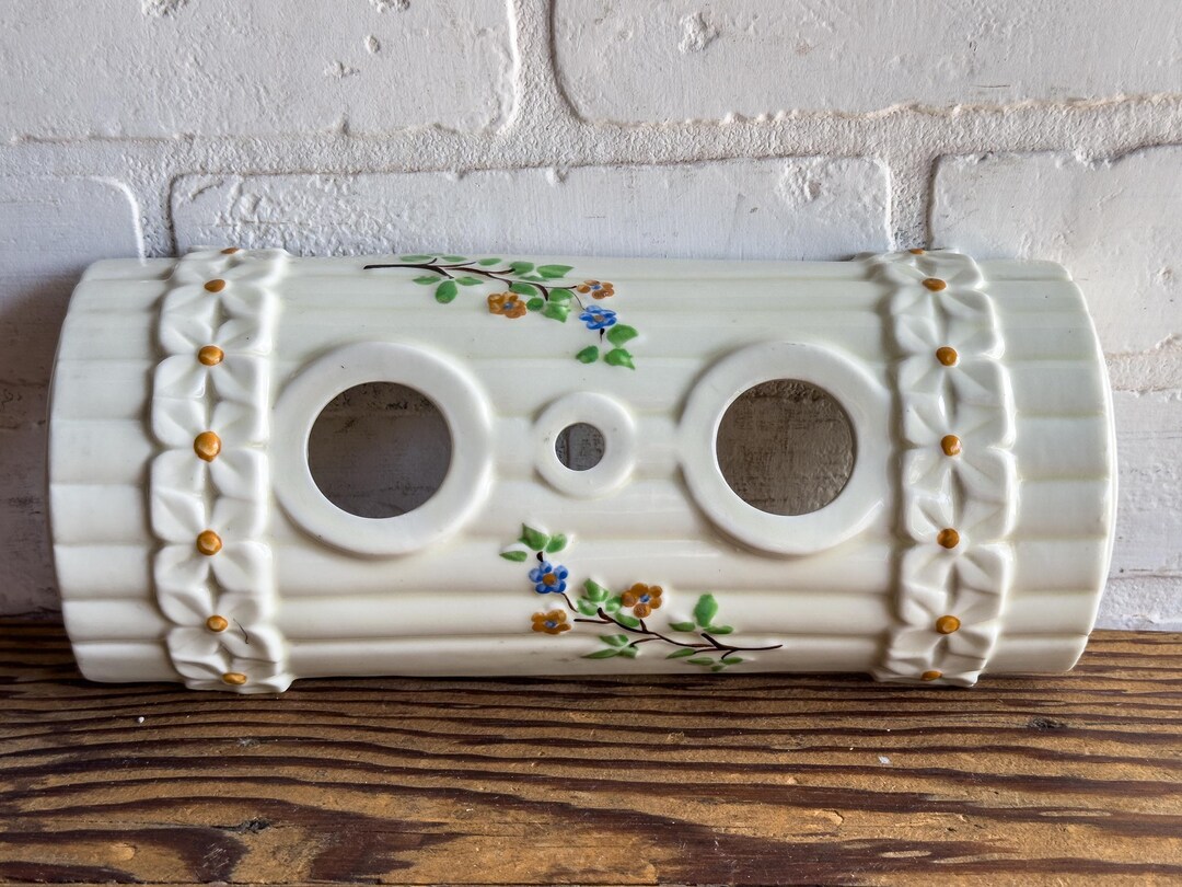 Vintage 1930s Ceramic Floral Double Wall Sconce Cover - Etsy