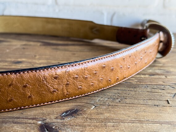 Vintage Ostrich Leather Western BAS Belt with Silver … - Gem