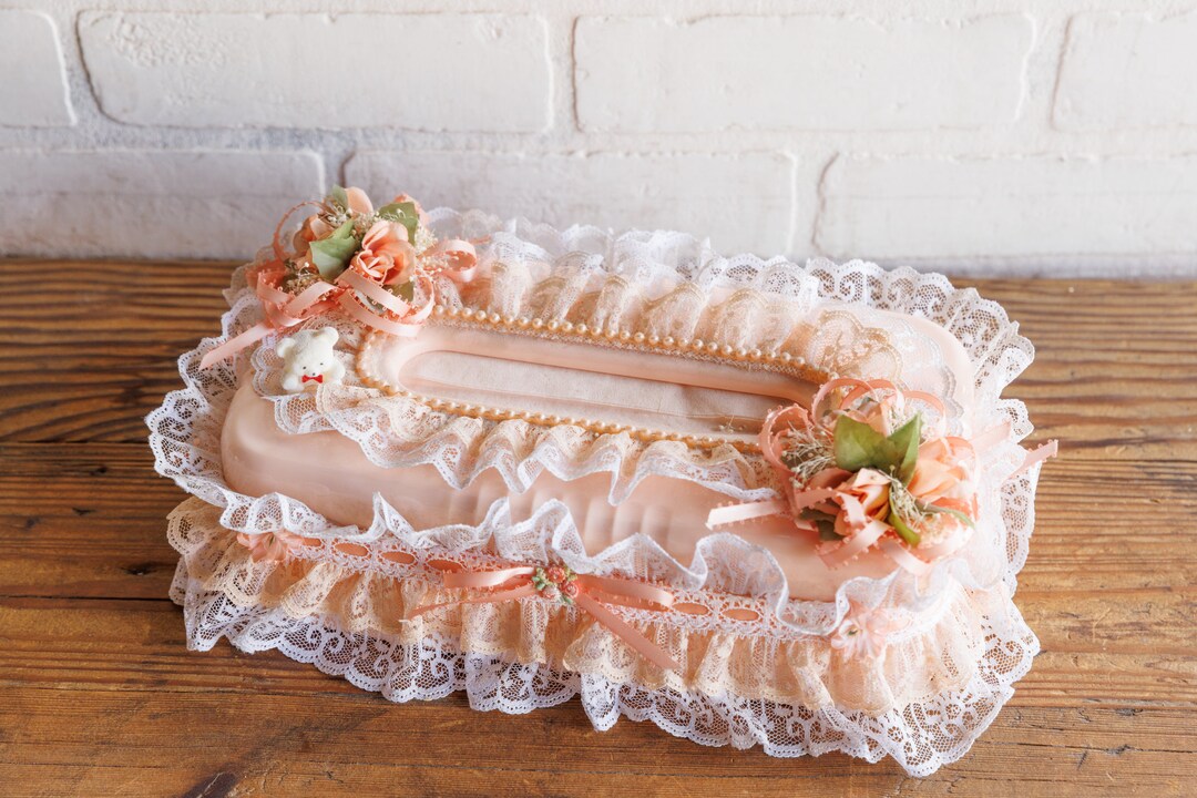Vintage Pink Ruffle Tissue Box Holder Cover - Etsy