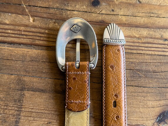 Vintage Ostrich Leather Western BAS Belt with Silver … - Gem