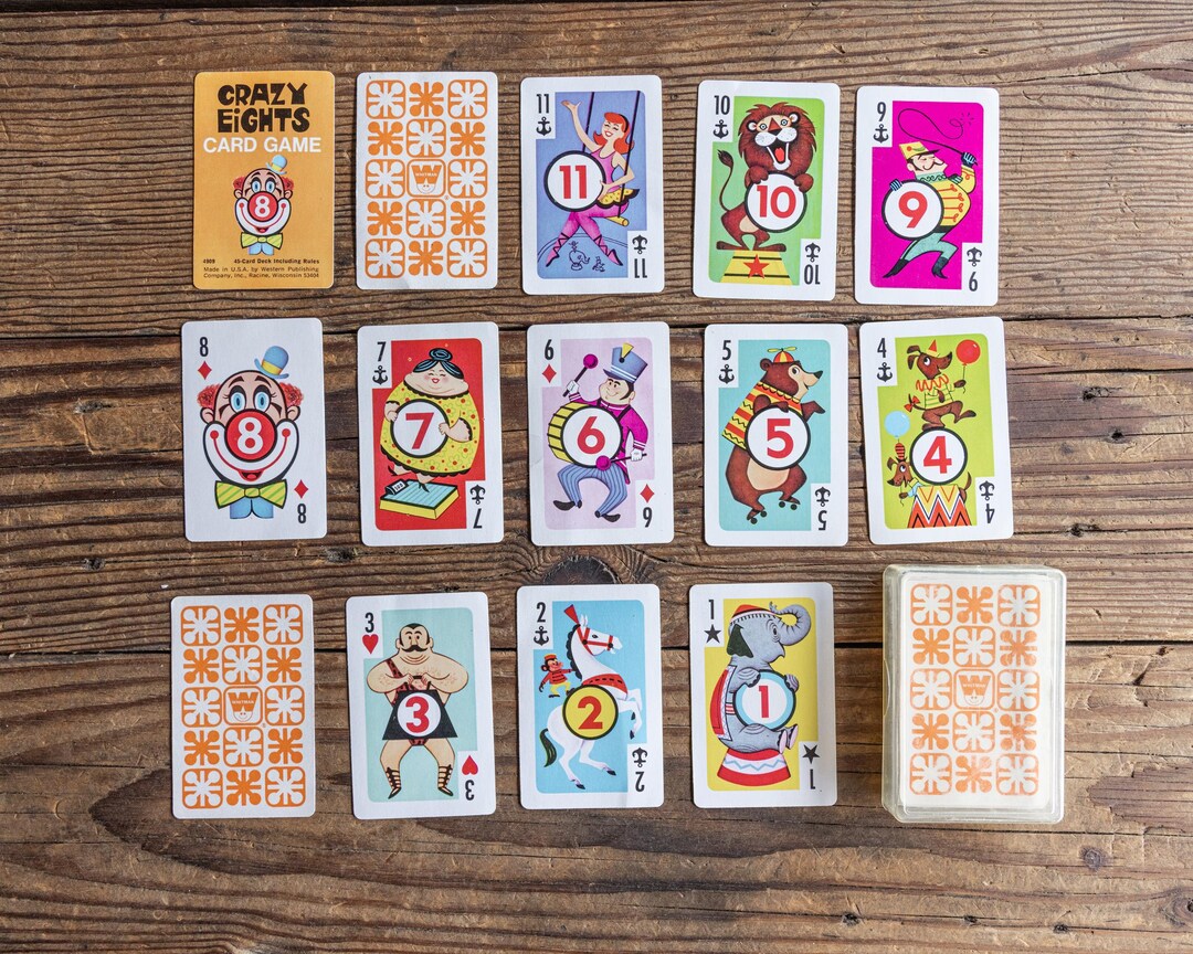 Vintage Crazy Eights Circus Card Deck 1951 - Etsy