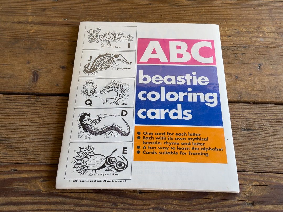 Vintage Coloring Book - ABC Beastie Coloring Cards - 1988 - Deadstock ...
