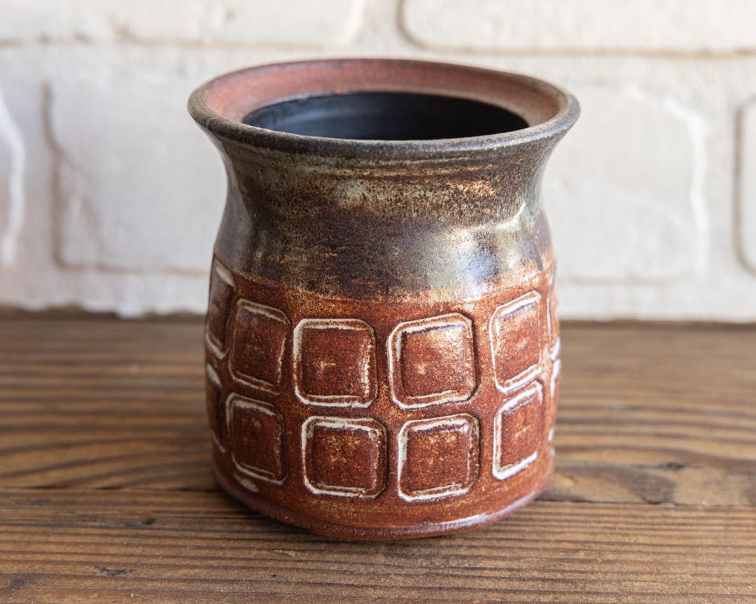 Vintage 70s Brick Red Stoneware Studio Pottery Planter, Vase, Container ...