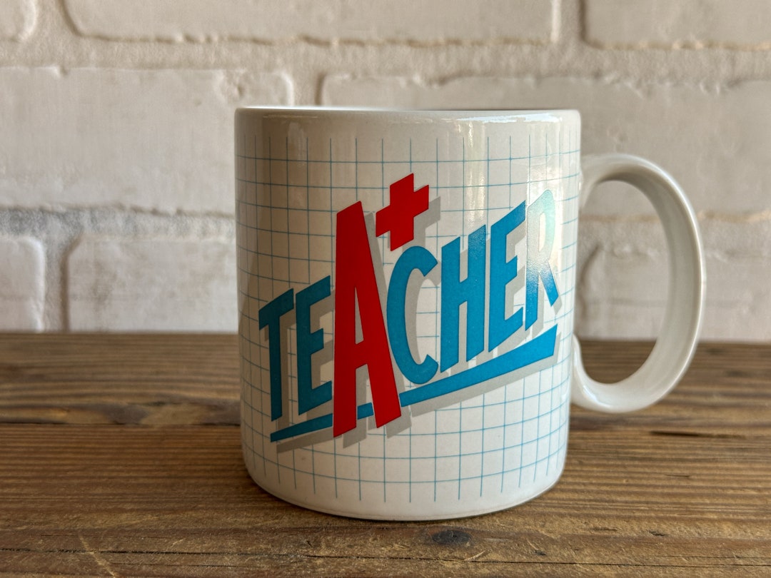 Vintage A+ Teacher Apple Grid Mug - 80s 90s 1988 - Etsy