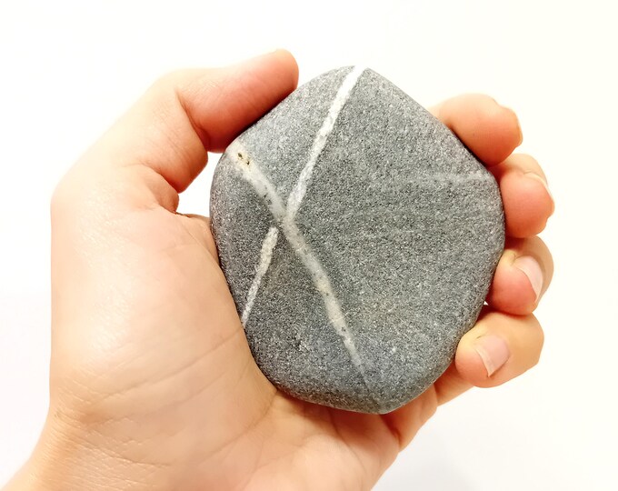 Rare Wishing Stone With White Cross Lines Lucky Stone Holy Stone Pebble ...