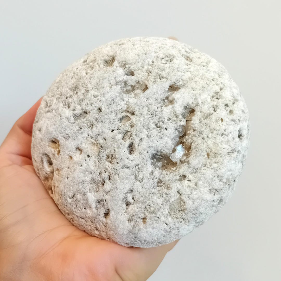 Rare Big White Sea Rock With Natural Formed Crystals Inside Stone ...