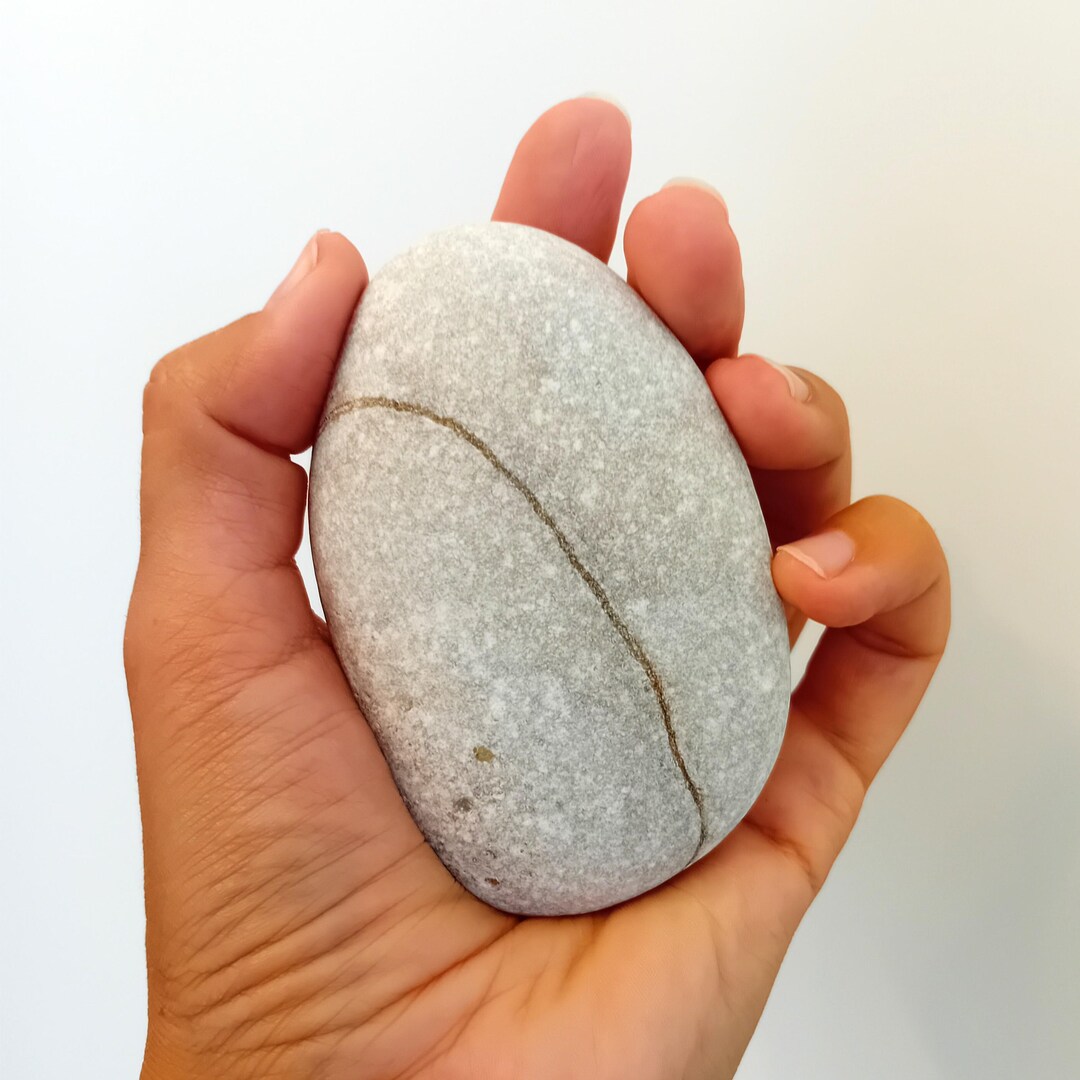 Rare White Quartz Wishing Stone With Tinny Grey Line Lucky Stone Pebble ...