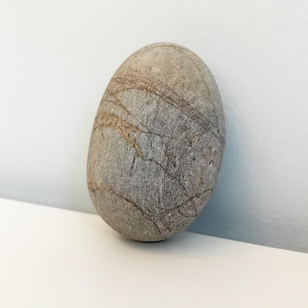 Unique Light Grey an Egg-shaped Sea Stone With Natural Formed Tinny ...