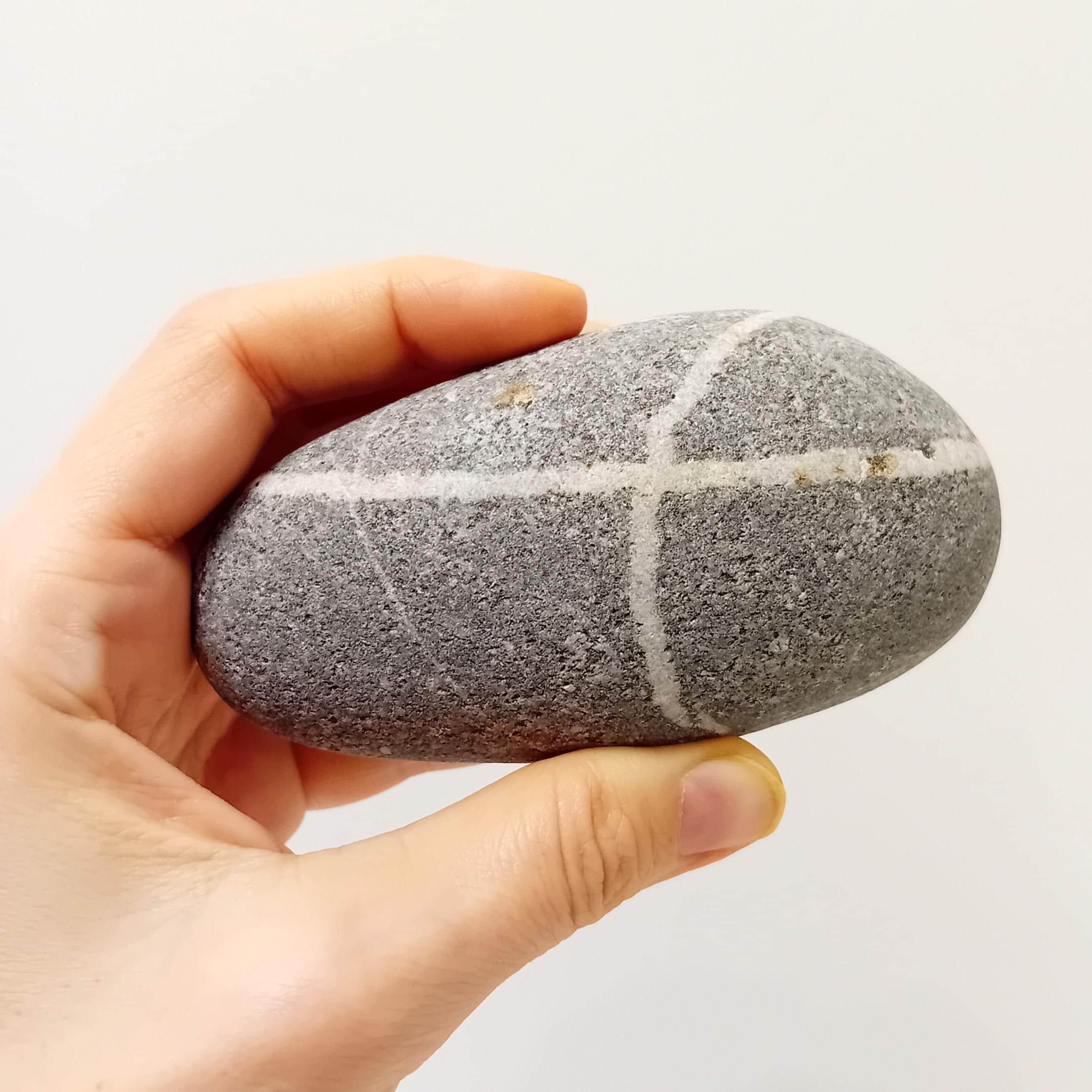 Unique Wishing Stone With White Cross Lines Lucky Stone Pebble Art ...