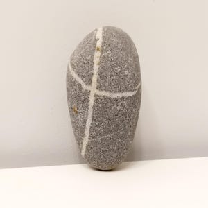 Unique Wishing Stone With White Cross Lines Lucky Stone Pebble Art ...