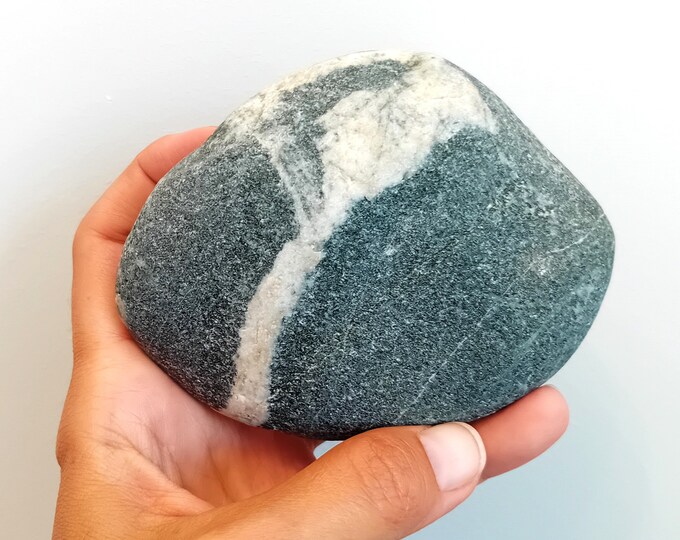 Rare Wishing Stone With Big White Cross Line Lucky Stone Pebble Art ...