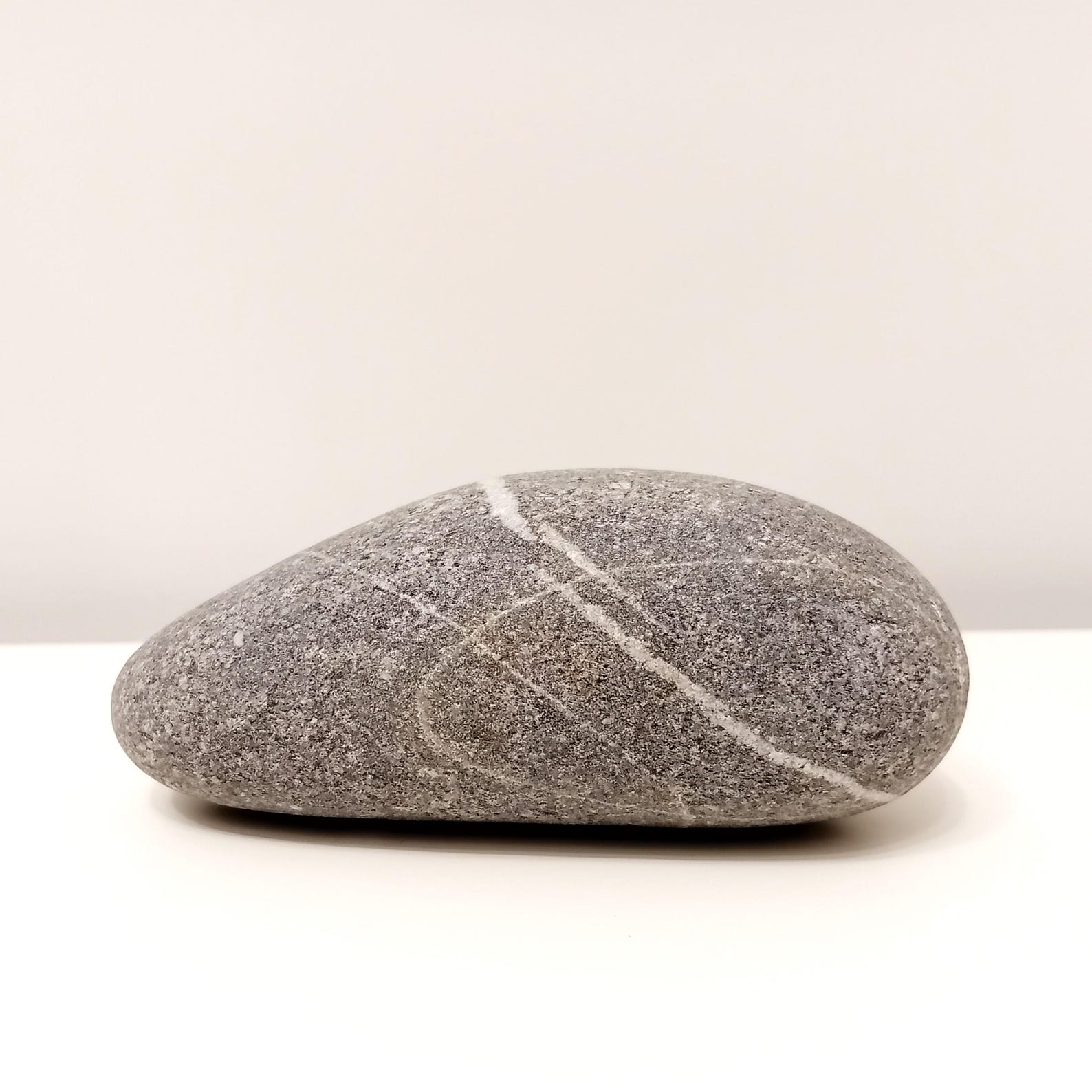 Unique Wishing Stone With White Cross Lines Lucky Stone Pebble Art ...