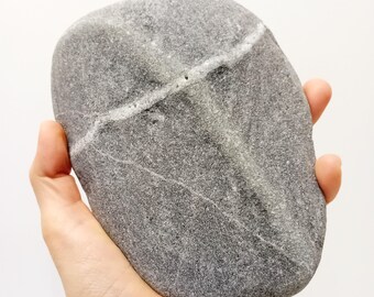 Rare Wishing Stone With Big White Cross Line Lucky Stone Pebble Art ...