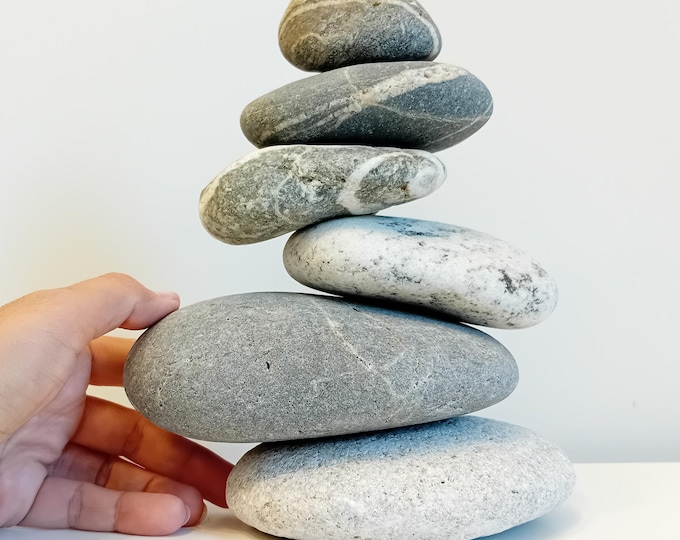 Decorative Stones for Stacking Round Rocks, Shades of Gray Art Crafting ...