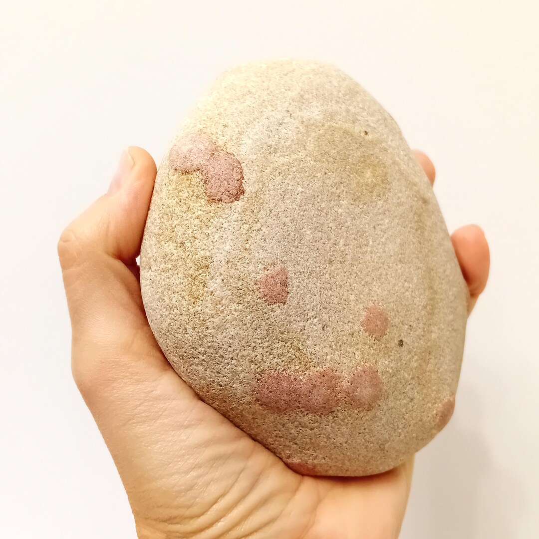 Rare Sand Color Stone With Natural Formed Pink Dots Pebble Art Supplies ...
