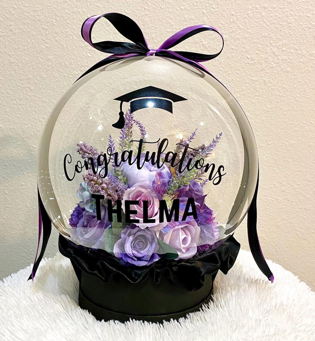 Personalized Graduation Balloon Gift: Handmade Floral Arrangement - Etsy