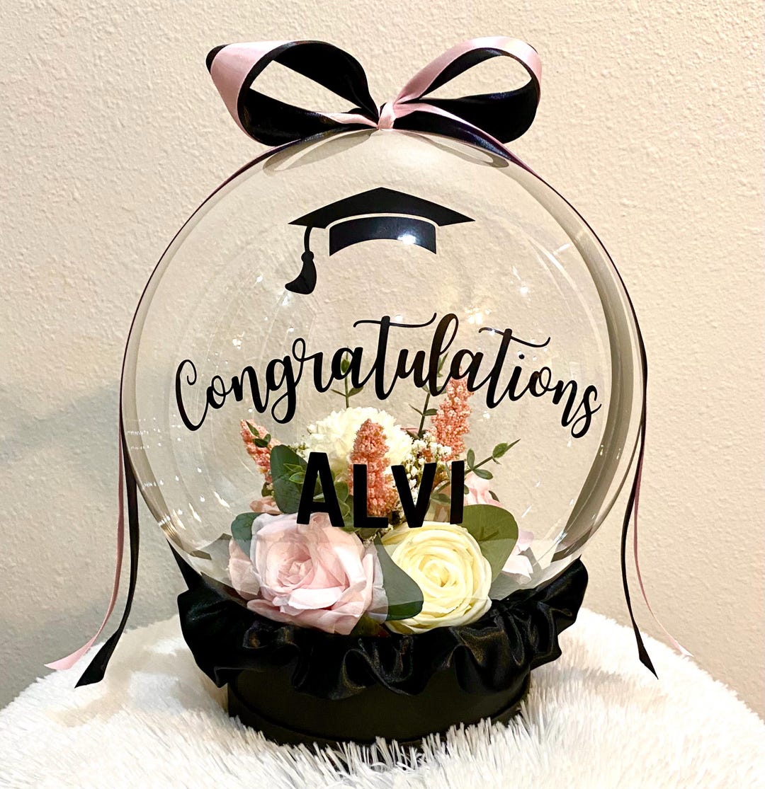 Personalized Graduation Balloon Gift: Handmade Floral Arrangement - Etsy