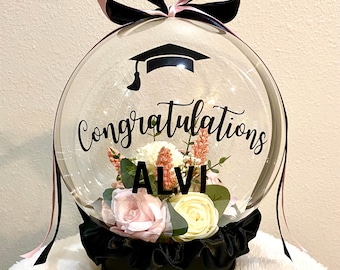 Personalized Graduation Balloon Gift: Handmade Floral Arrangement - Etsy