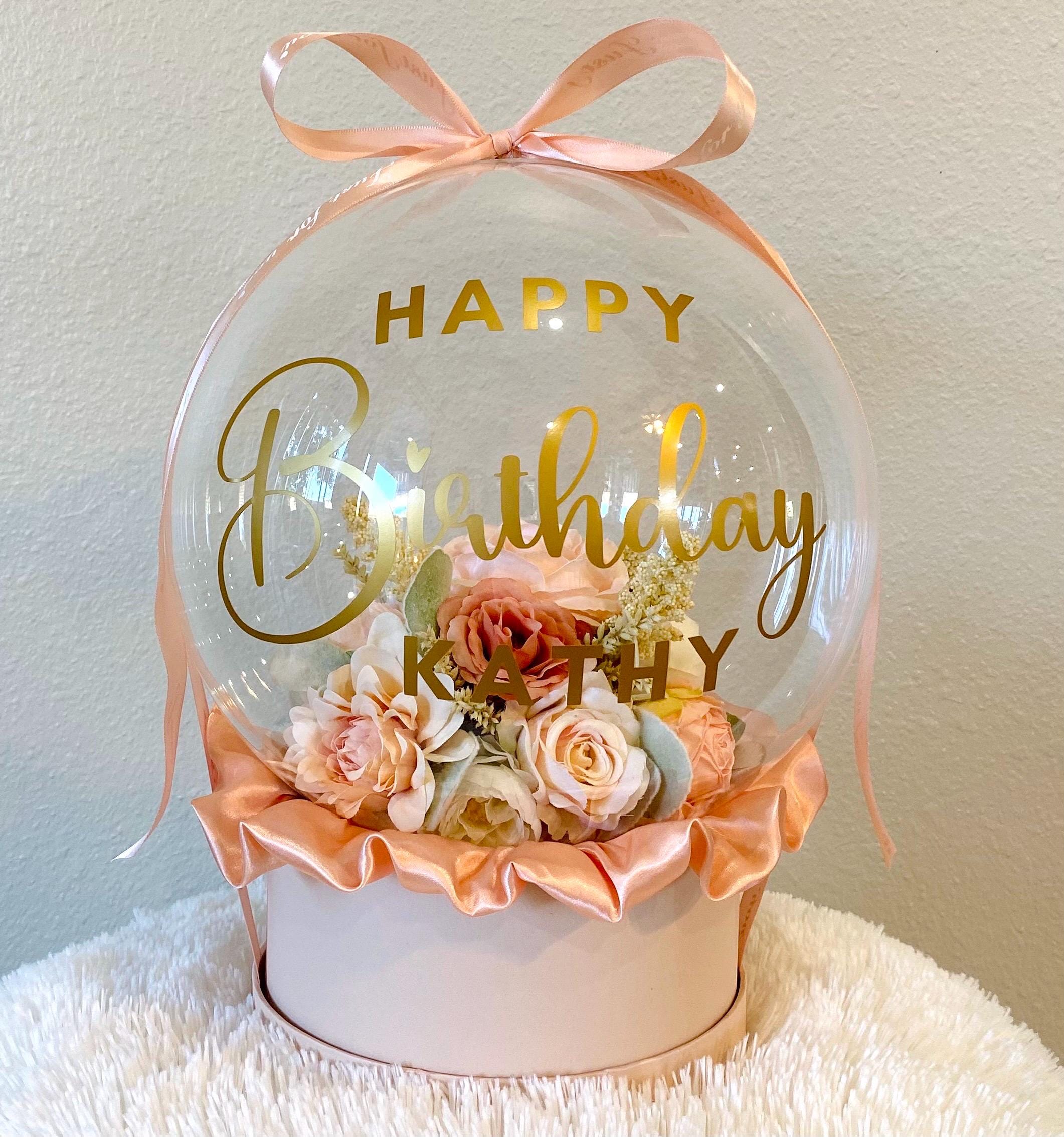 Personalized Birthday Gift, Birthday Balloon Gift, Flowers Bubble ...