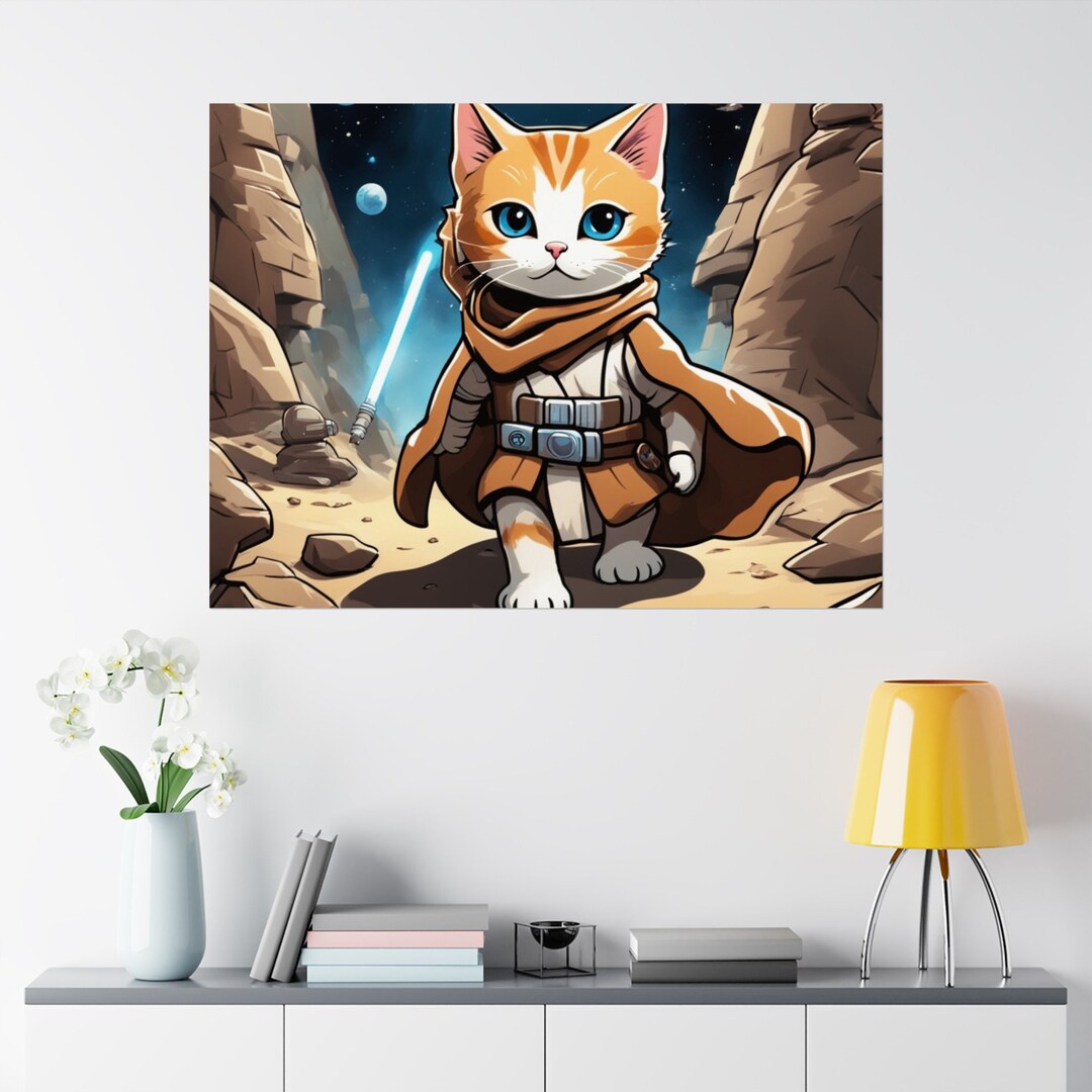 Kitty Version of Jedi Knight Inspired by Star Wars, Home Decor Gift ...
