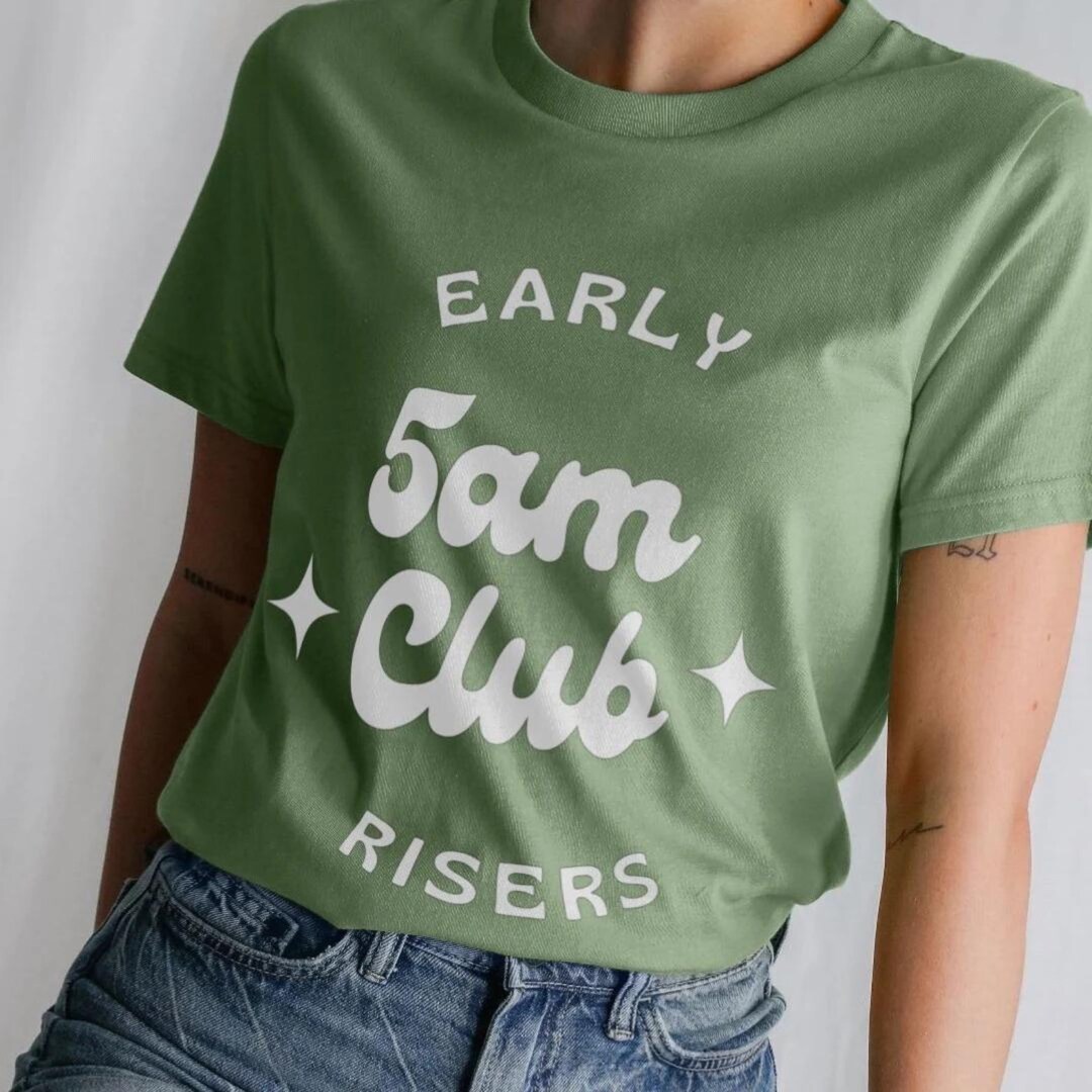 Organic Cotton 5am Club Early Risers Morning People Oversized T-shirt ...