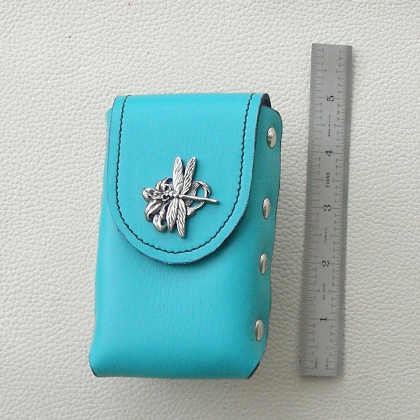 Turquoise Leather Cigarette Case With Dragonfly Concho - Etsy