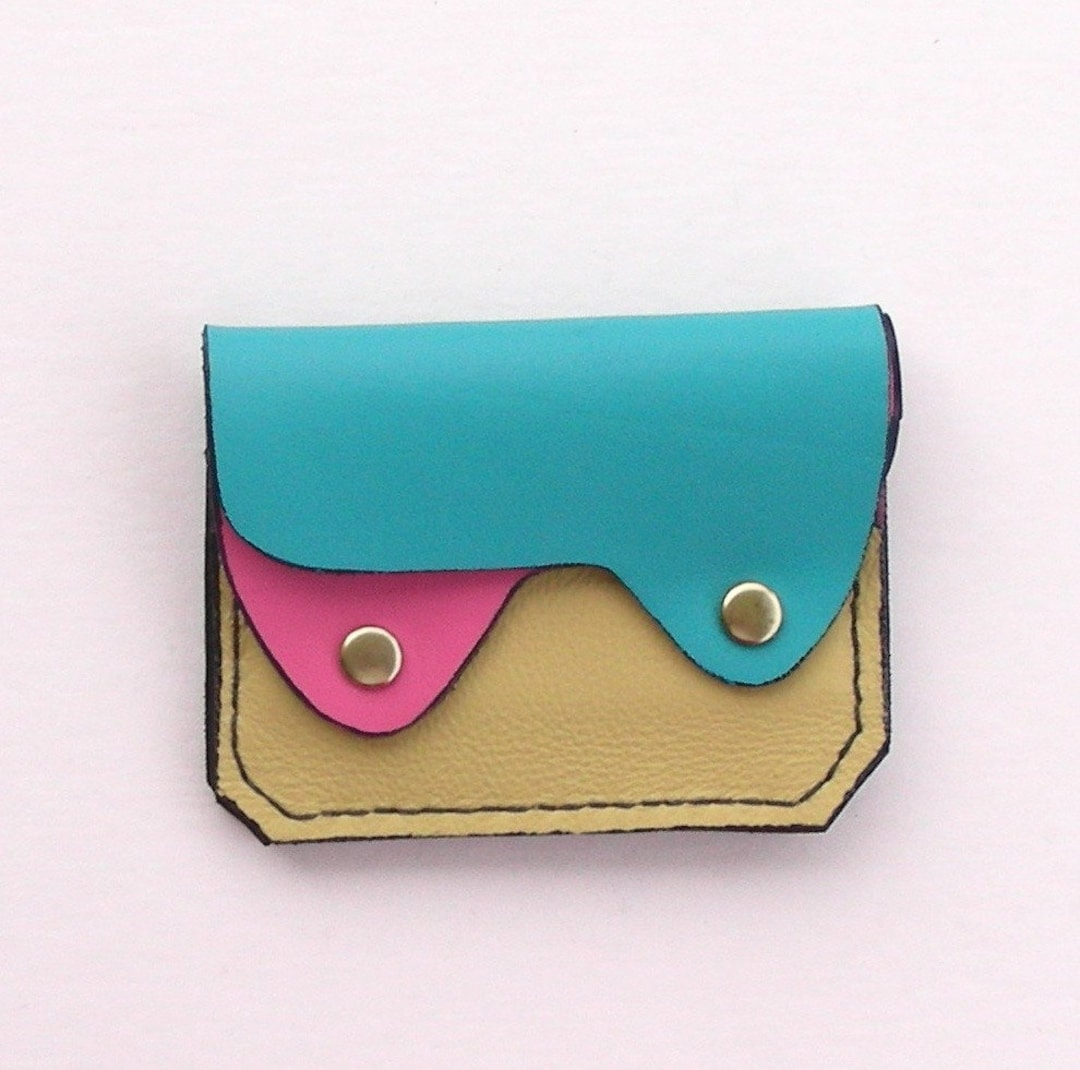 Leather Wallet, Coin Purse, Card Case, Pastel Leather Wallet, Small ...