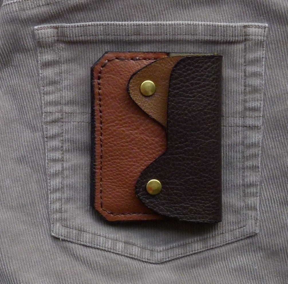 Earth Colors Leather Wallet Coin Purse Card Case Minimalist | Etsy