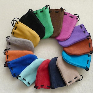 Small Suede Drawstring Pouch, Amulet Pouch, Crystal Pouch, Drawstring ...