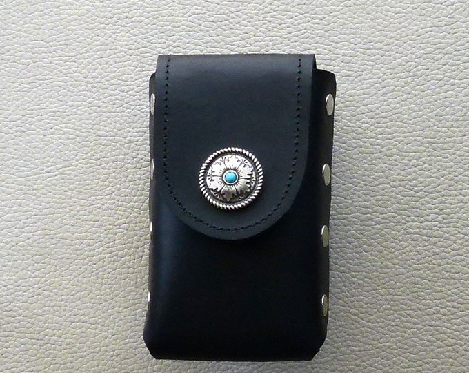 Black Leather Cigarette Case With Western Style Turquoise - Etsy
