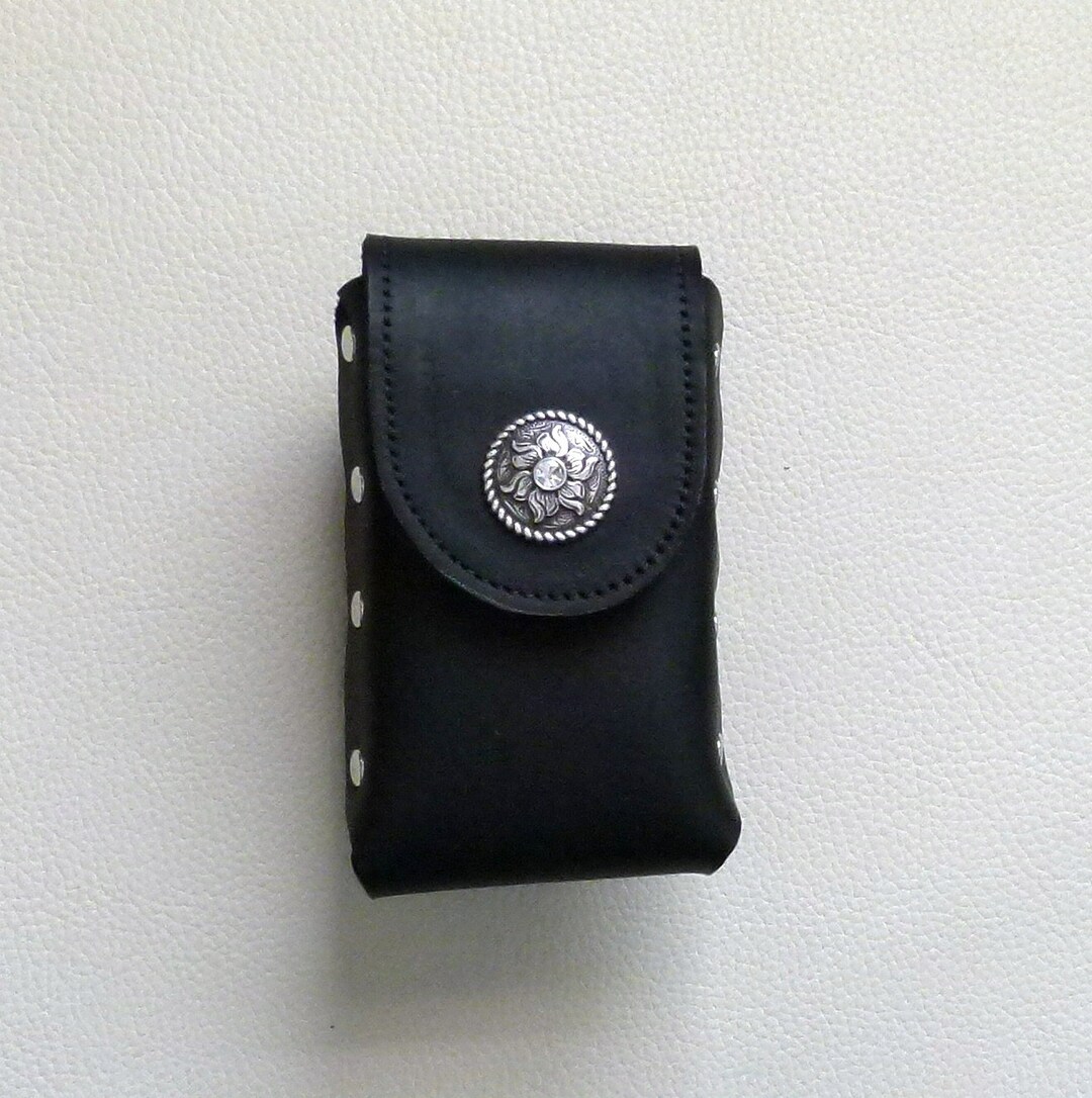 Black Leather Cigarette Case With Crystal Flower Decoration - Etsy