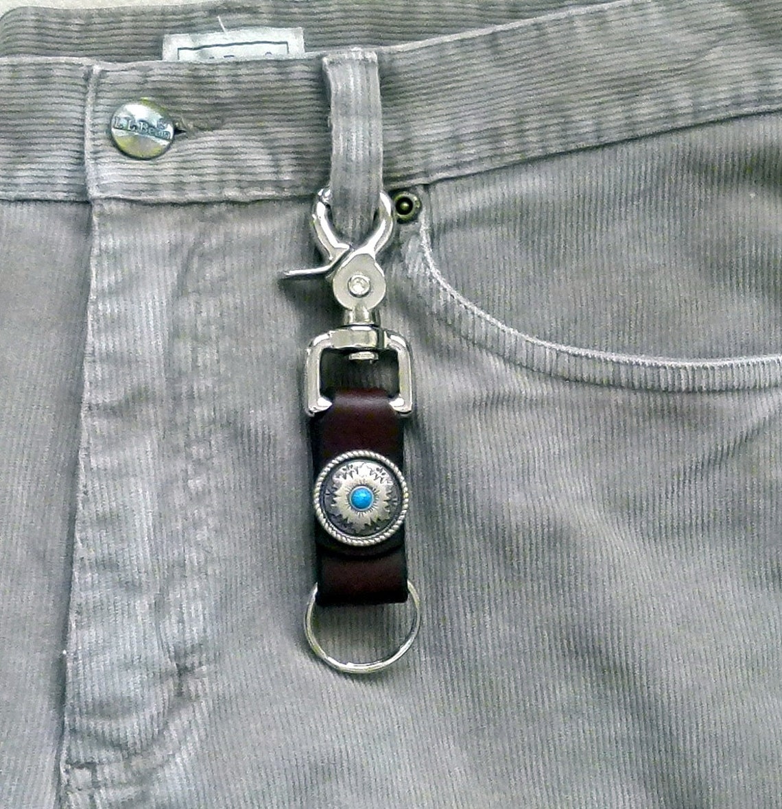 Leather Trigger Snap Key Ring Southwestern Leather Keyring - Etsy