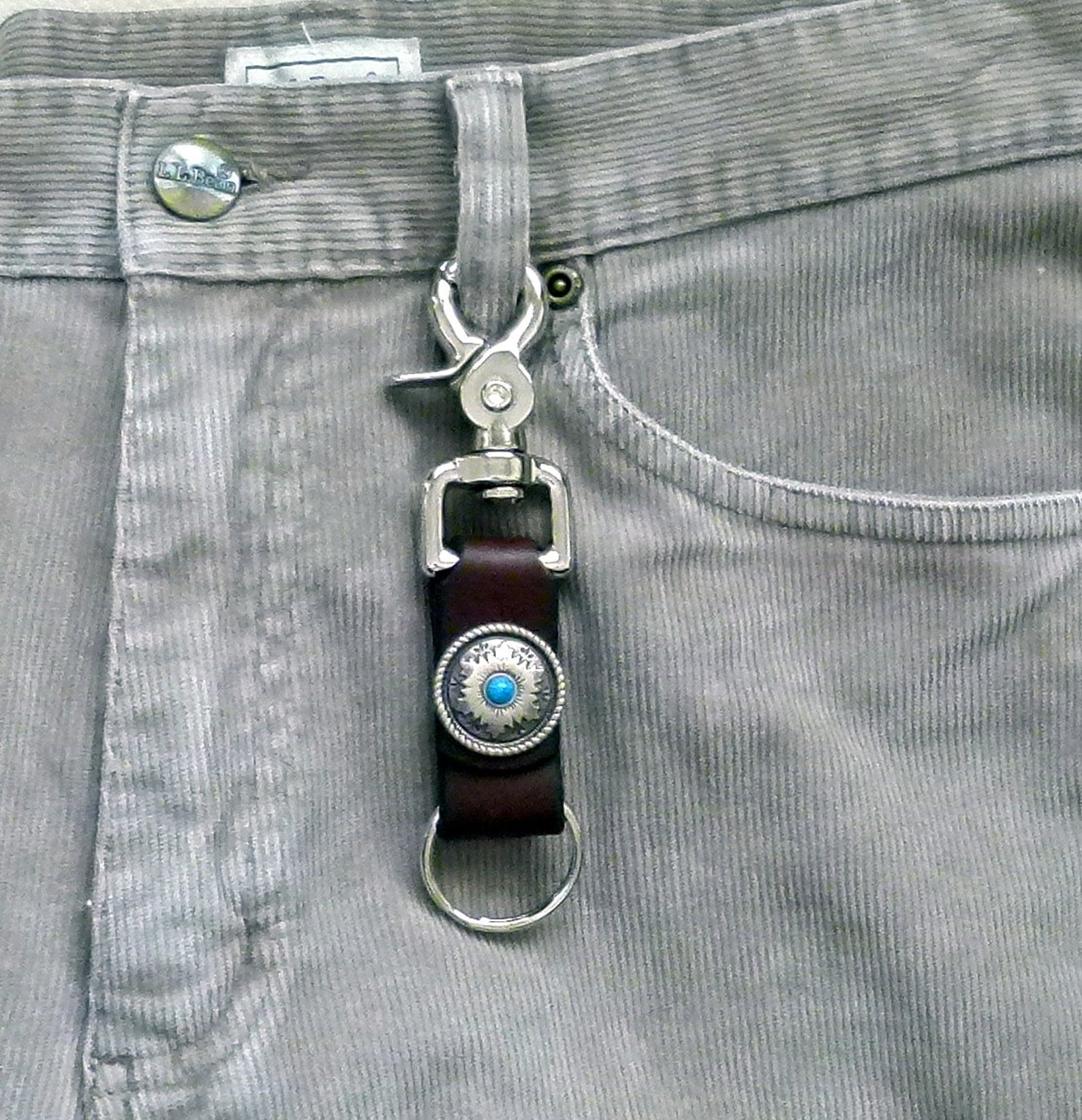 Leather Trigger Snap Key Ring Southwestern Leather Keyring - Etsy