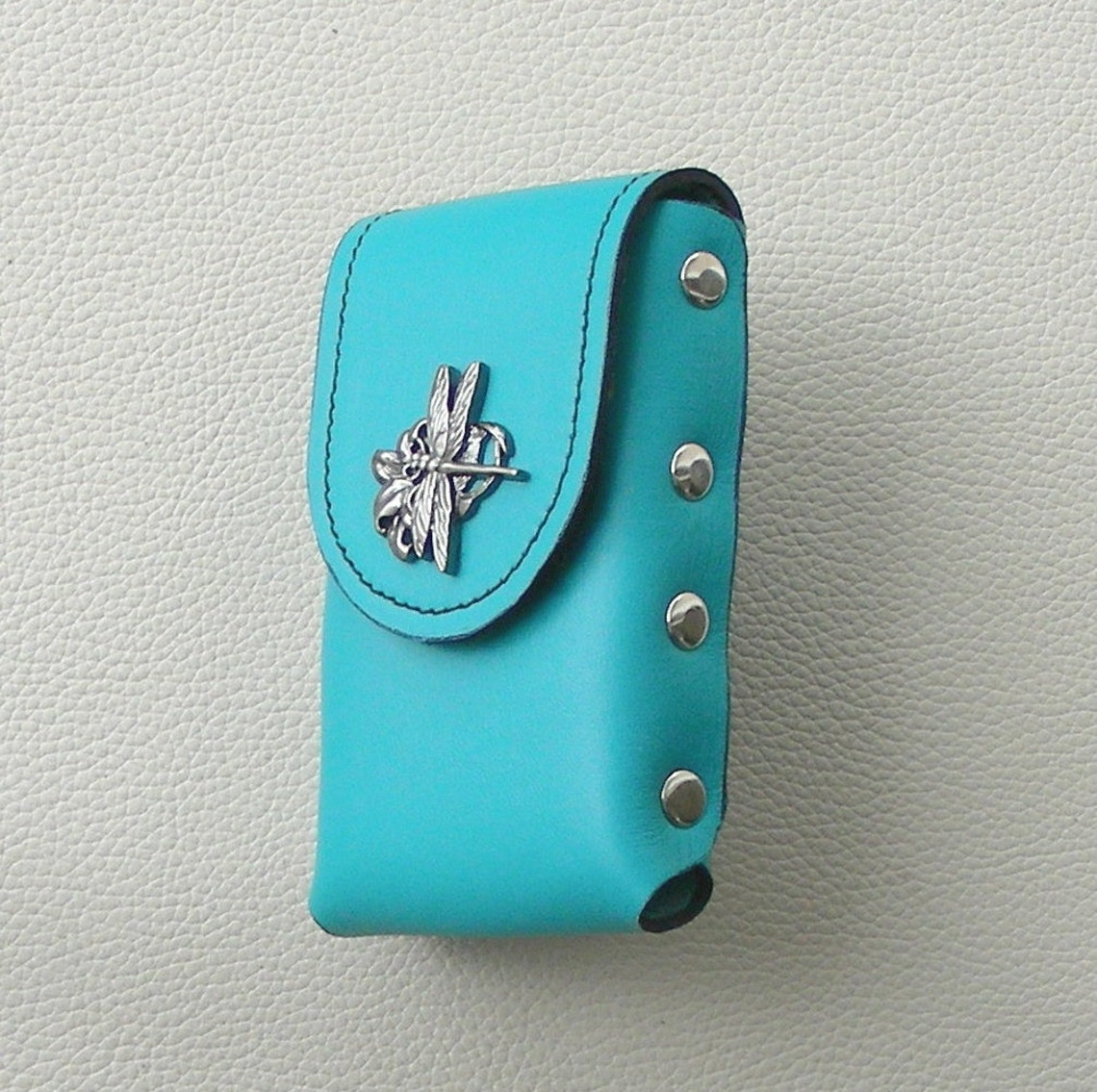 Turquoise Leather Cigarette Case With Dragonfly Concho - Etsy