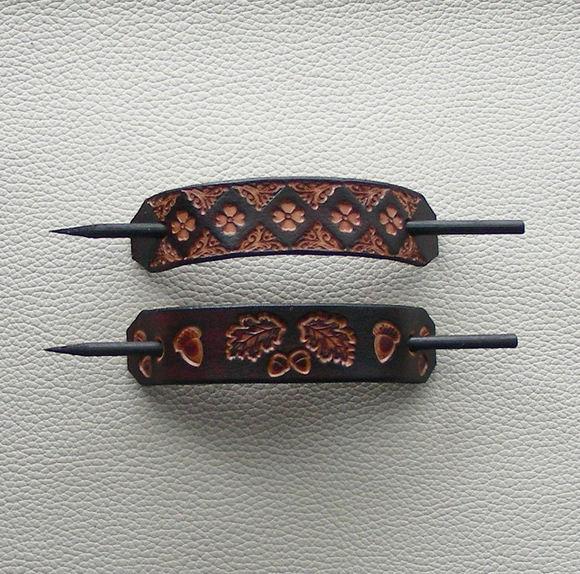 Leather Hair Barrettes With Sticks Retro Barrettes Hippie - Etsy