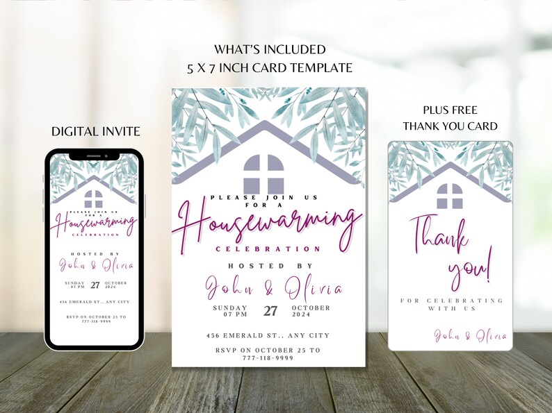 Housewarming Invitation Editable Digital Party Invite Template New Home ...